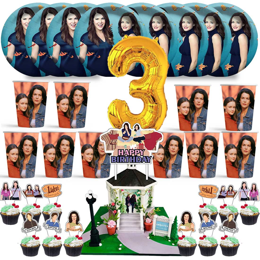 Gilmore Girls Birthday 3rd Cups Party Supplies Plates Fans Decorations ...