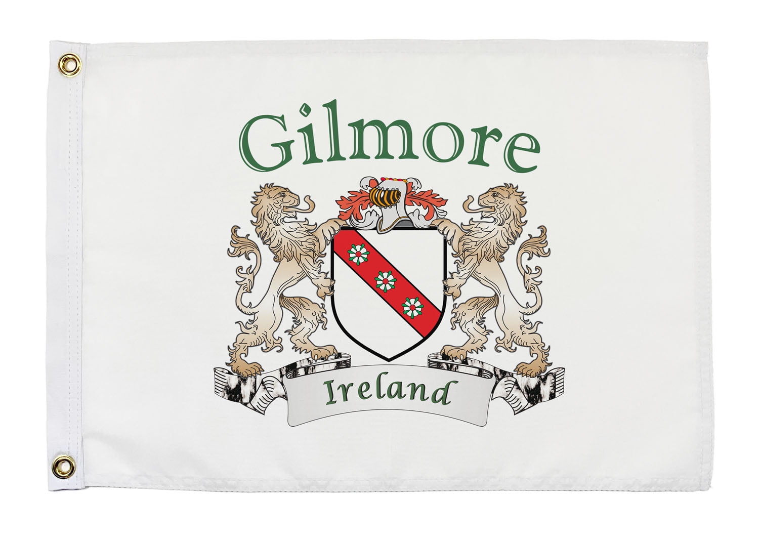 Gilmore Irish Coat of Arms Small White Flag - 16"x10.5" inches ...