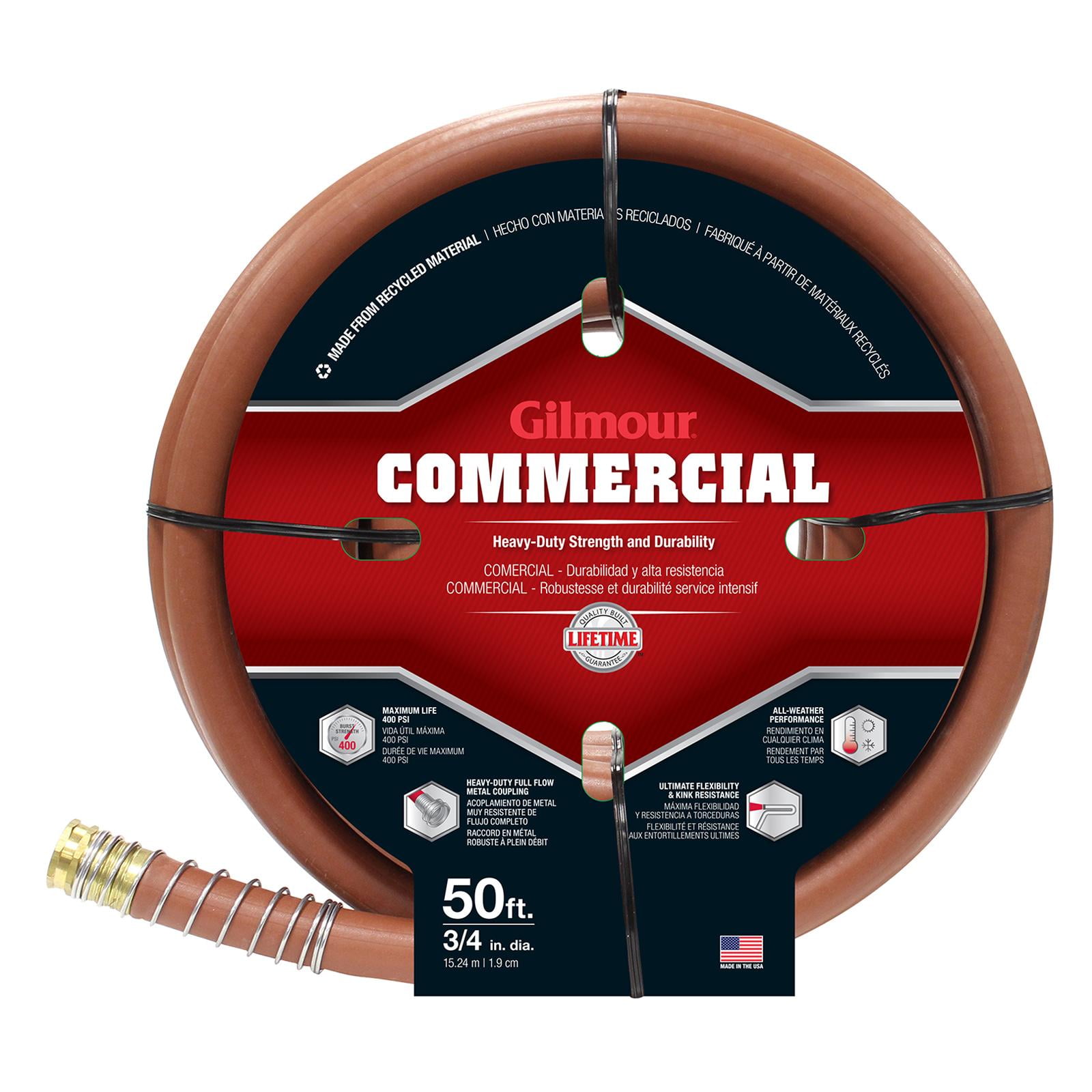 Gilmour Heavy-Duty Durable Garden Outdoors Commercial Hose - Red Rubber ...