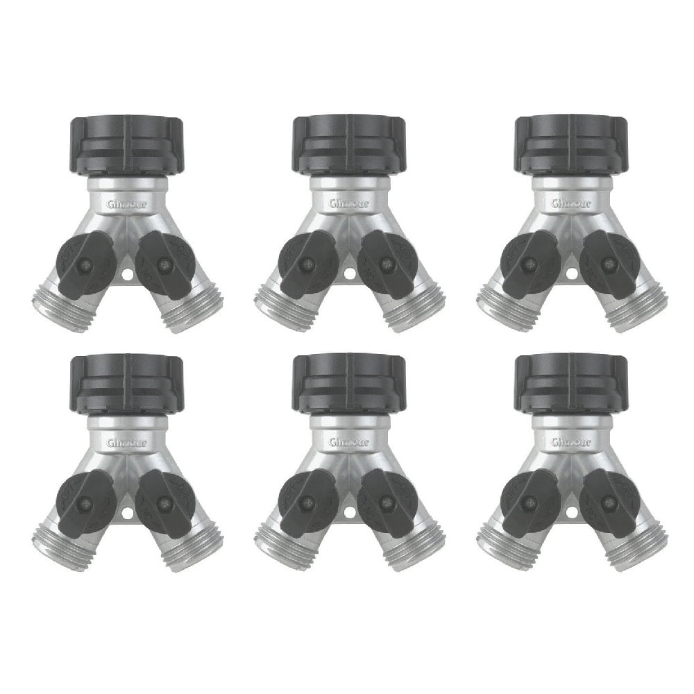 Gilmour 800154 Dual Shut-Off Valve Y Metal Splitter Connector Easy Grip ...