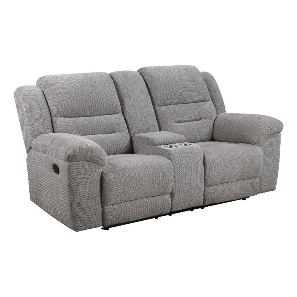 Gilo Manual Recliner Loveseat- 81 Inch Light Gray- Pillow Top Armrests ...