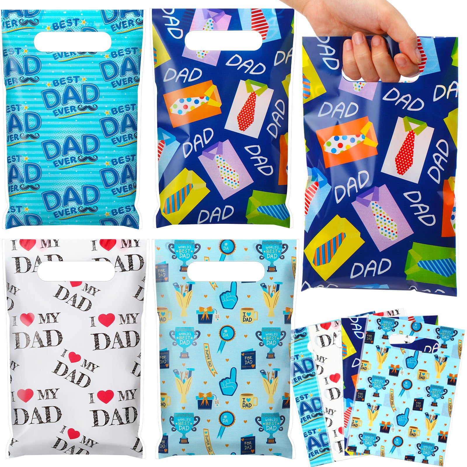 Gilprop 100 Pcs Father's Day Gift Bags with Handle Happy Father's Day ...