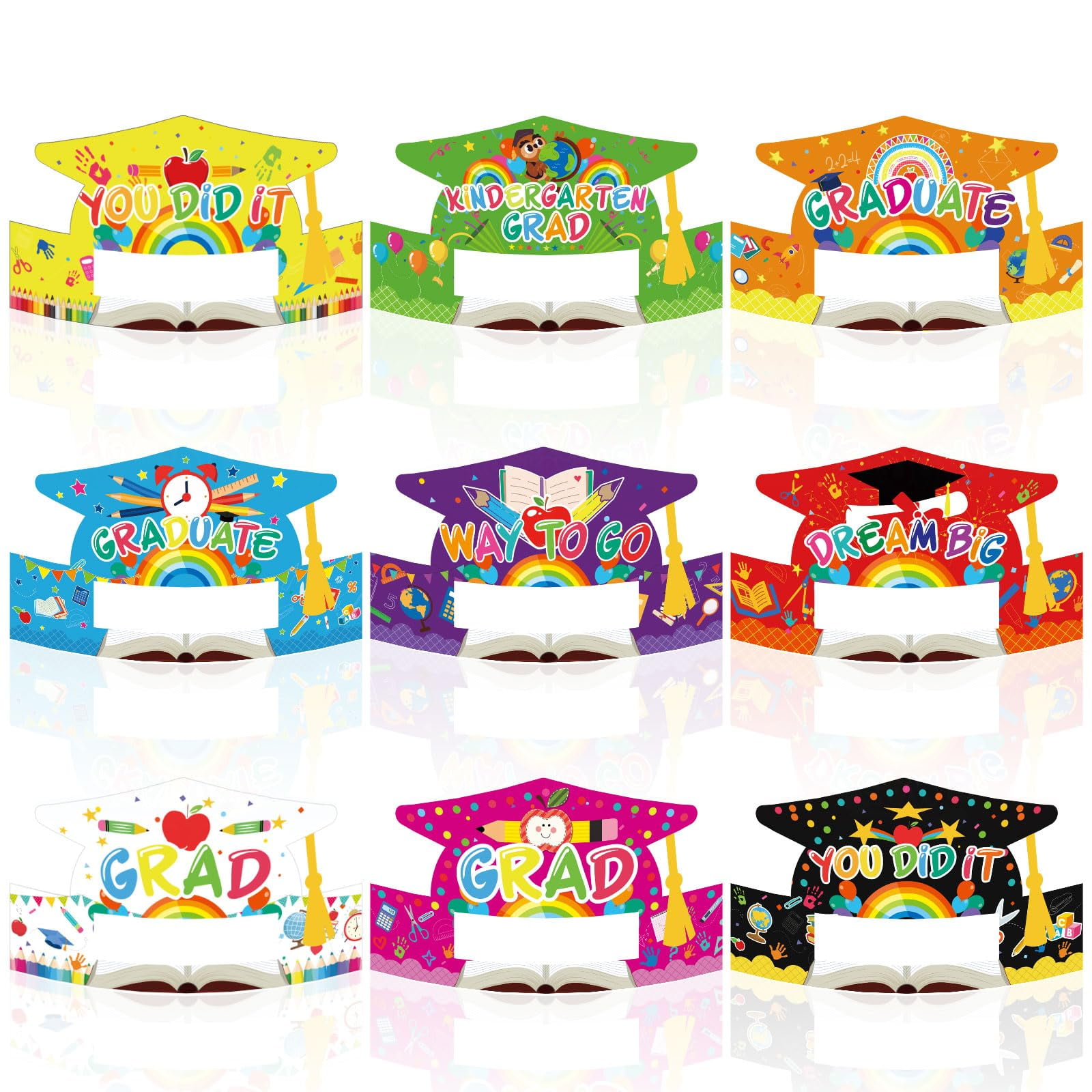 Gilprop 42 Pcs Kindergarten Graduation Caps for Kids Adjustable Paper ...