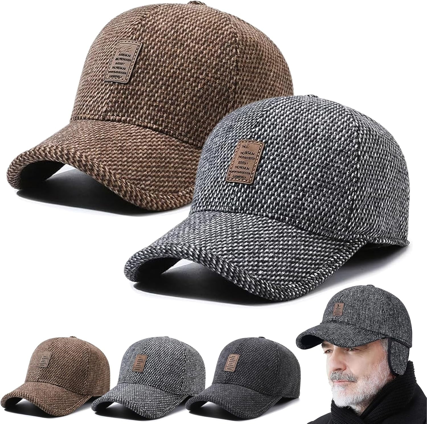 Giltpeak Winter Baseball Cap with Ear Muffs, Adjustable Thickened and ...
