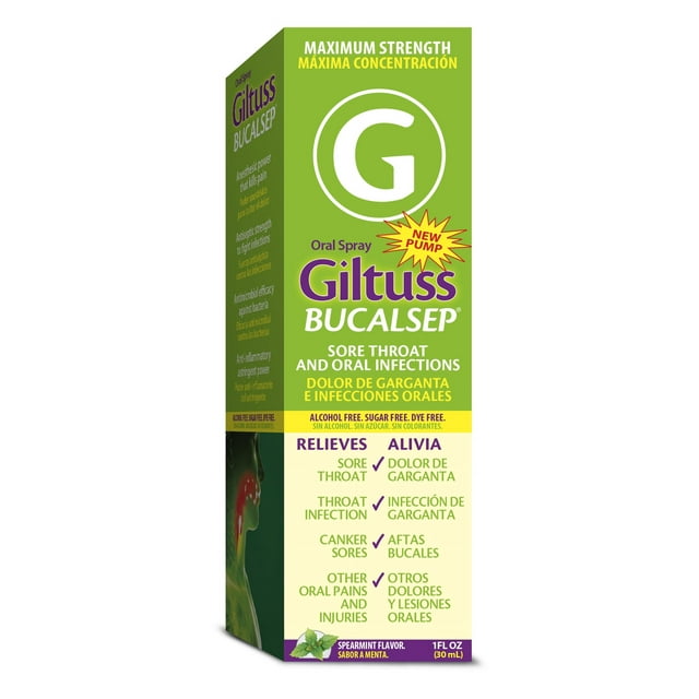 Giltuss Bucalsep Oral Spray, Oral Anesthetic, Antiseptic, Antimicrobial ...