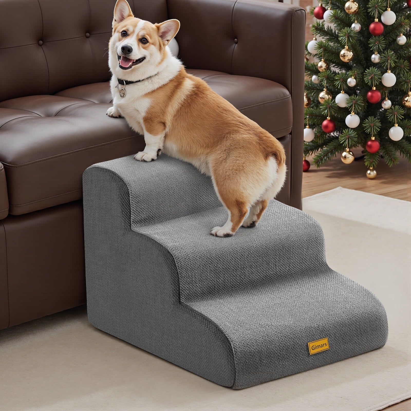 Gimars 3-Step Extra Wide Dog Stairs with 31D High-Density Foam, Non ...