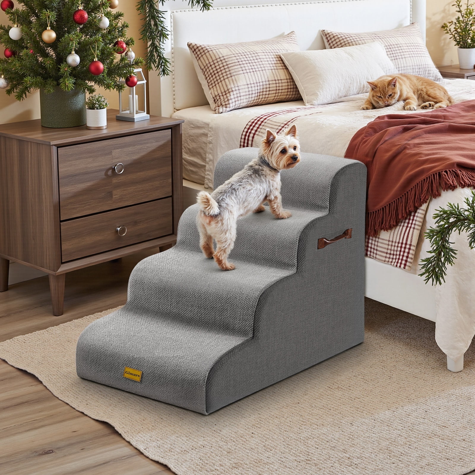 Gimars 4-Step Extra Wide Dog Stairs with 32D High-Density Foam, Non ...