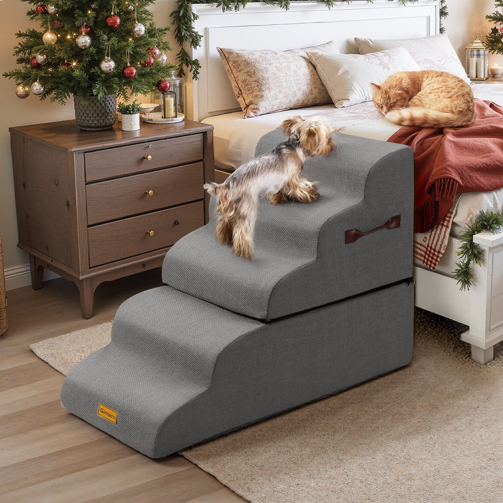 Gimars 5-Step Extra Wide Dog Stairs with 33D High-Density Foam, Non ...