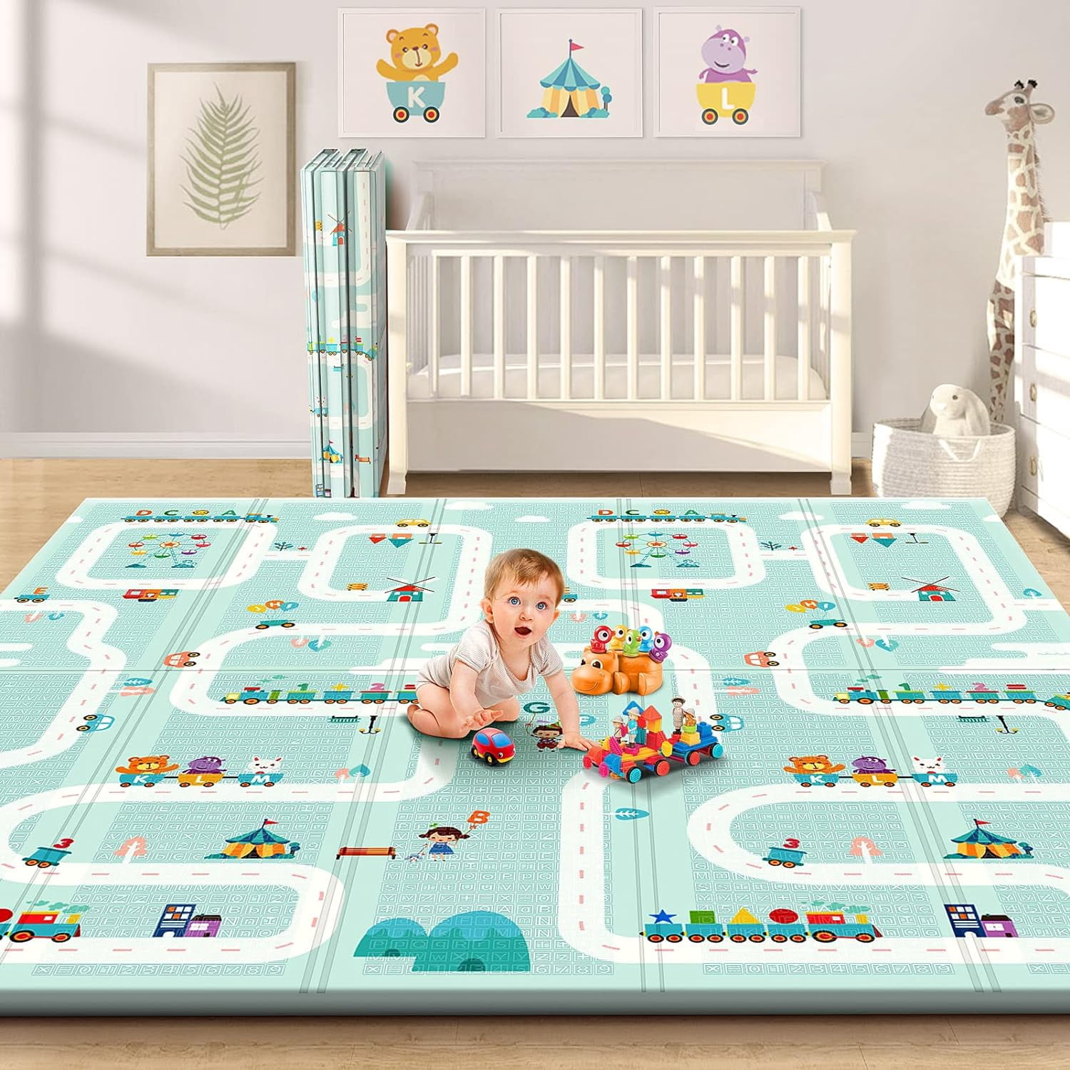 Gimars 79" x71" XL BPA Free 0.5 inch Reversible Foldable Baby PlayMat ...