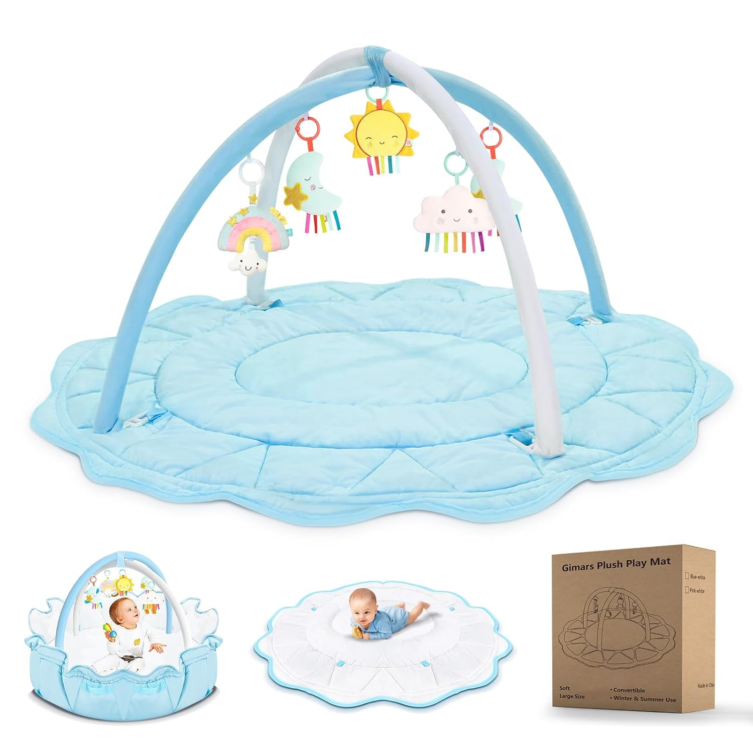 Gimars Extra Large Plush Baby Play Gym, Stage-Based Developmental Baby ...