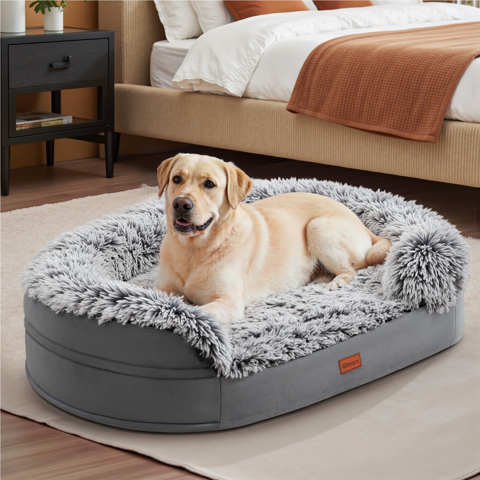 Gimars Large Orthopedic Thicken Half-Round Egg Foam Ultra Soft Dog Beds ...