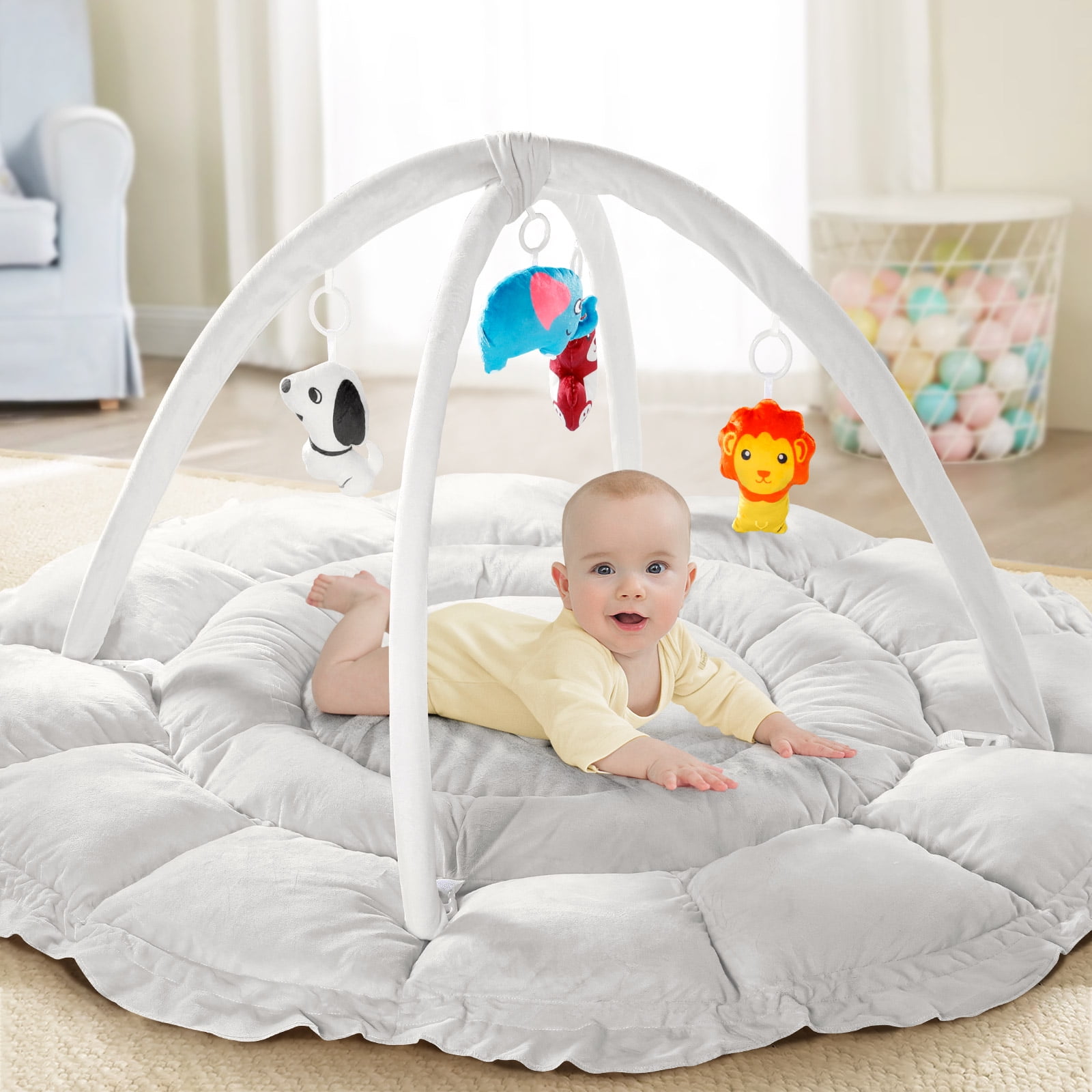 Gimars Ultra Thick-100% Soft Cotton Filling Baby Play Gym & Activity Mat, 53*53’’ Large Two ...