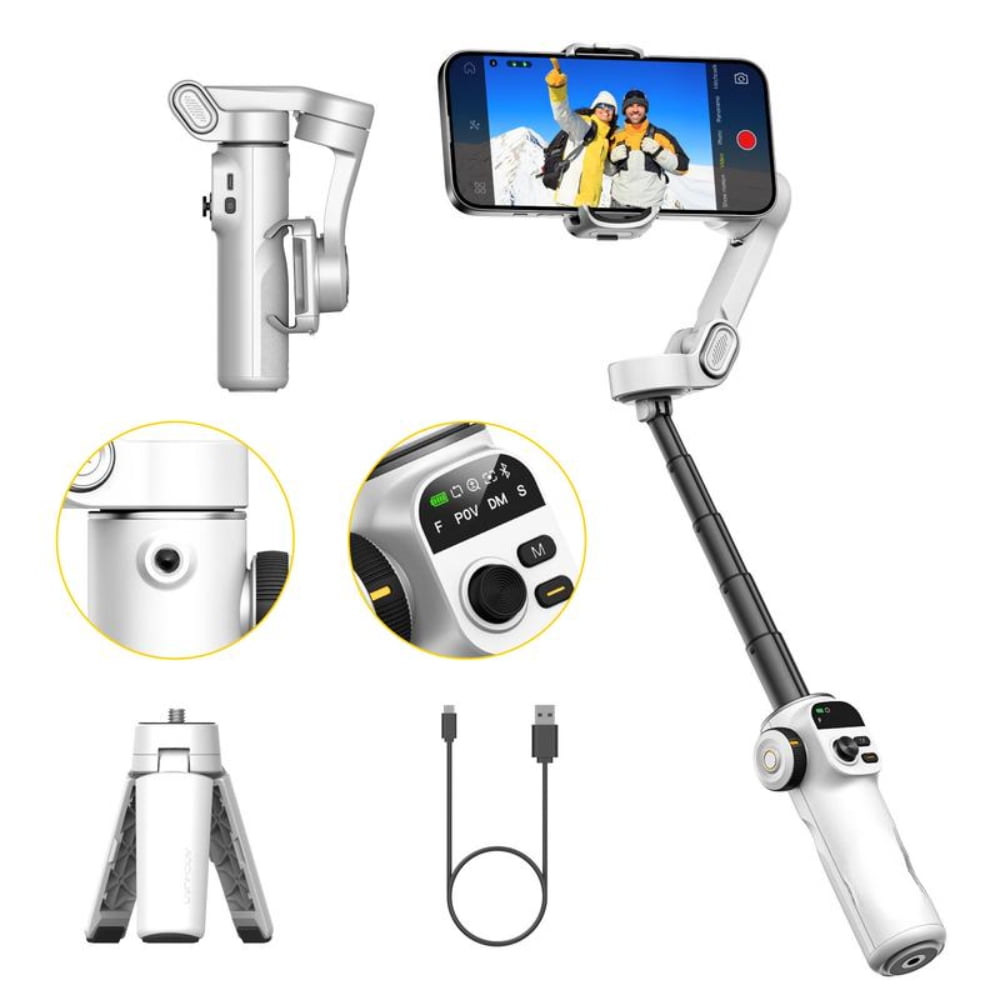 Gimbal Stabilizer for iPhone, 3-Axis Smartphone Gimbal Built in 7.8 ...
