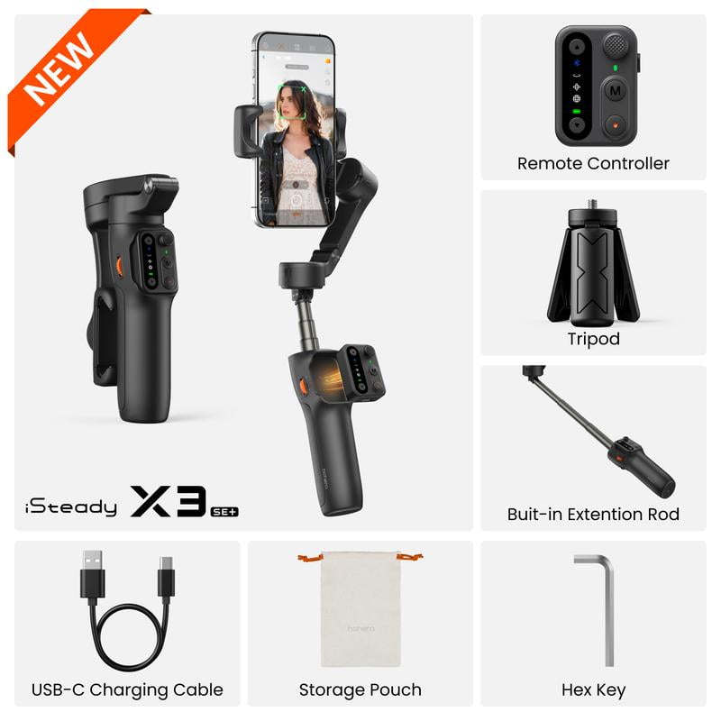 Gimbal Stabilizer for iPhone, AI Facial Tracking,Smartphone Gimbal with ...