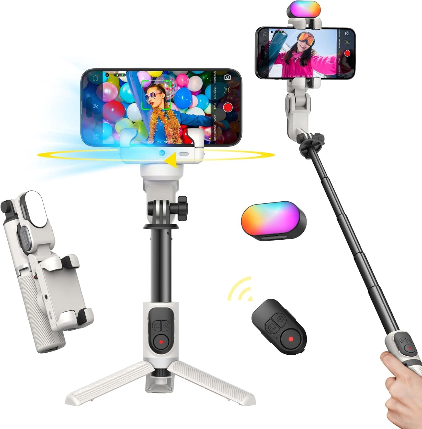 Gimbal Stabilizer for iPhone, Sefie Stick Tripod with Auto Face ...
