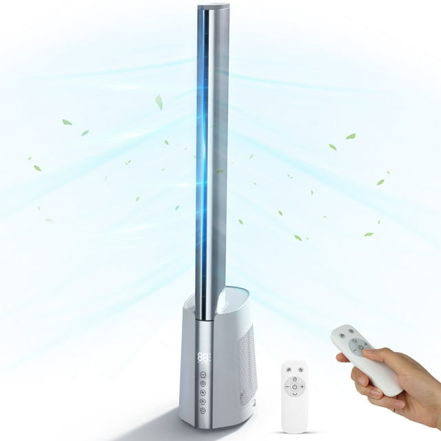 Gimify 40in Tower Bladeless Fan with 2 Remotes, LCD Display, 12H Timer ...