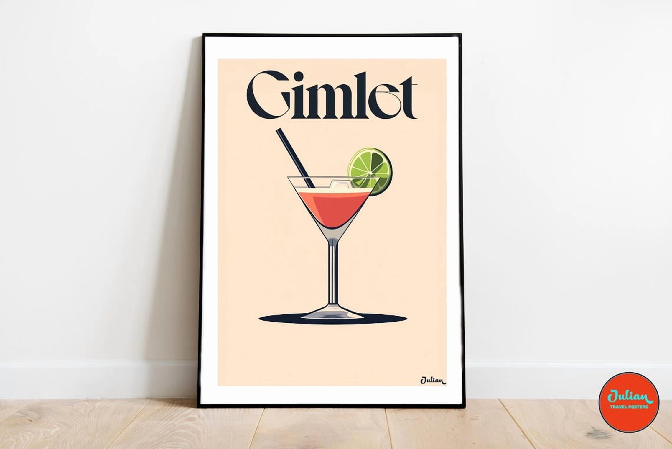Gimlet Cocktail Art Print, Vintage Bar Decor, Home Wall Art 1123 ...