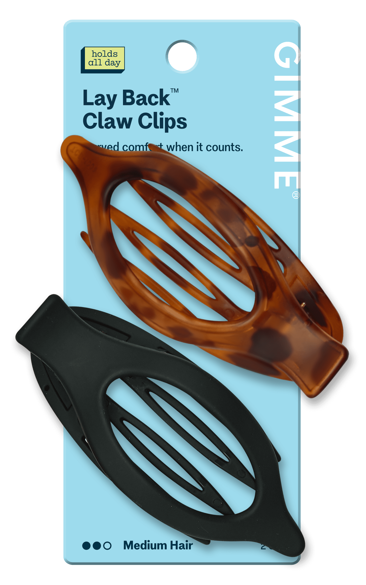 Gimme, Claw Clip, Medium Oval Lay-Flat 2ct, Black Tortoise - Walmart.com
