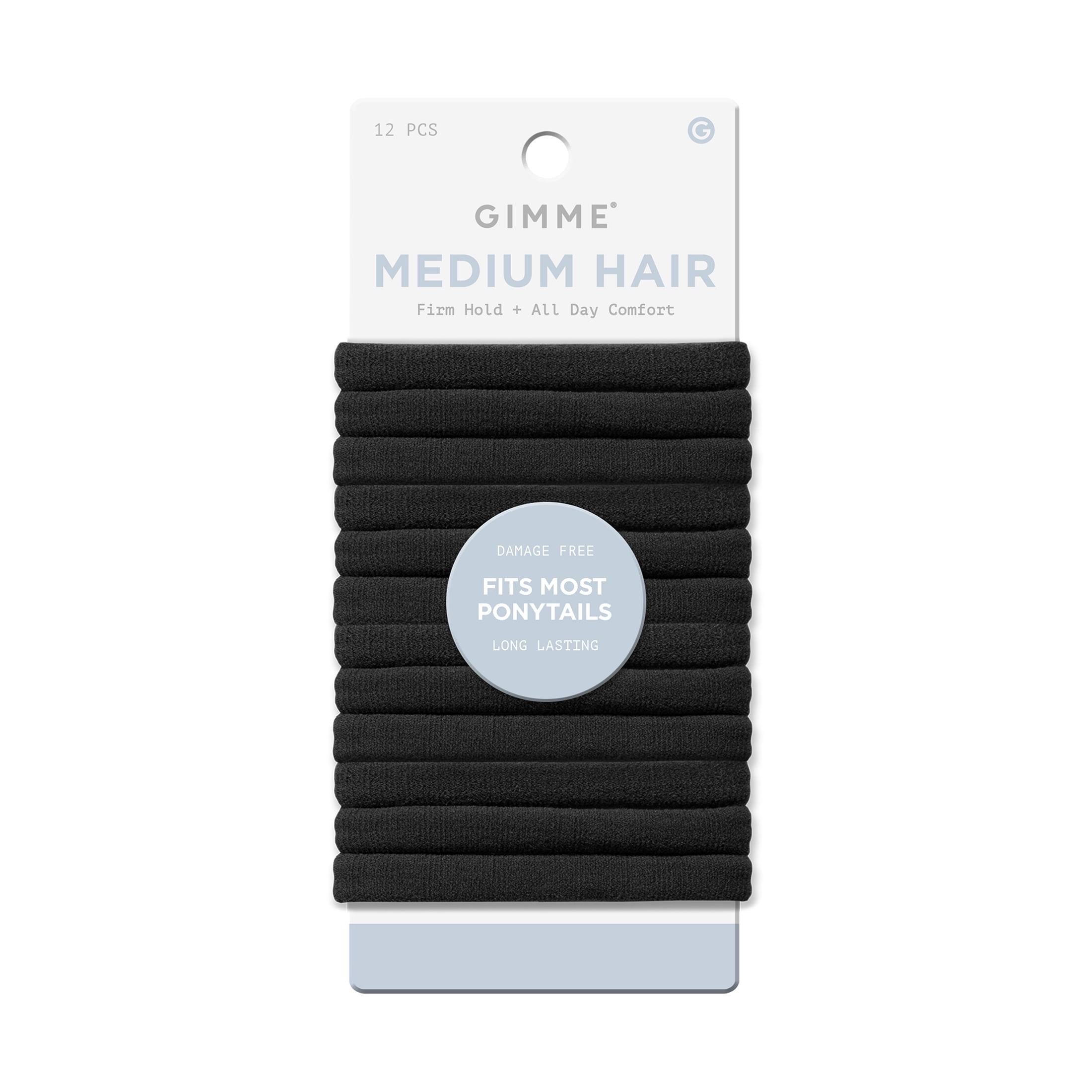 Gimme Seamless Hair Ties for Medium Hair Black 12 Count Nylon Silk ...