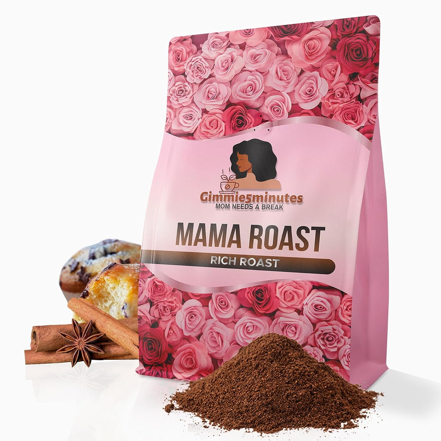 Gimmie 5 Minutes Mama Blueberry and Cinnamon Dark Roast Ground Coffee ...