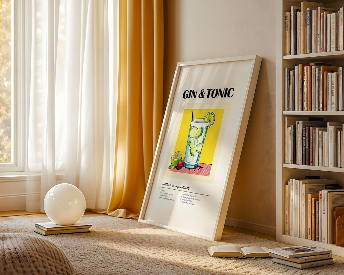Gin And Tonic Cocktail Recipe Print, Classic Bar Art, Premium Matte ...