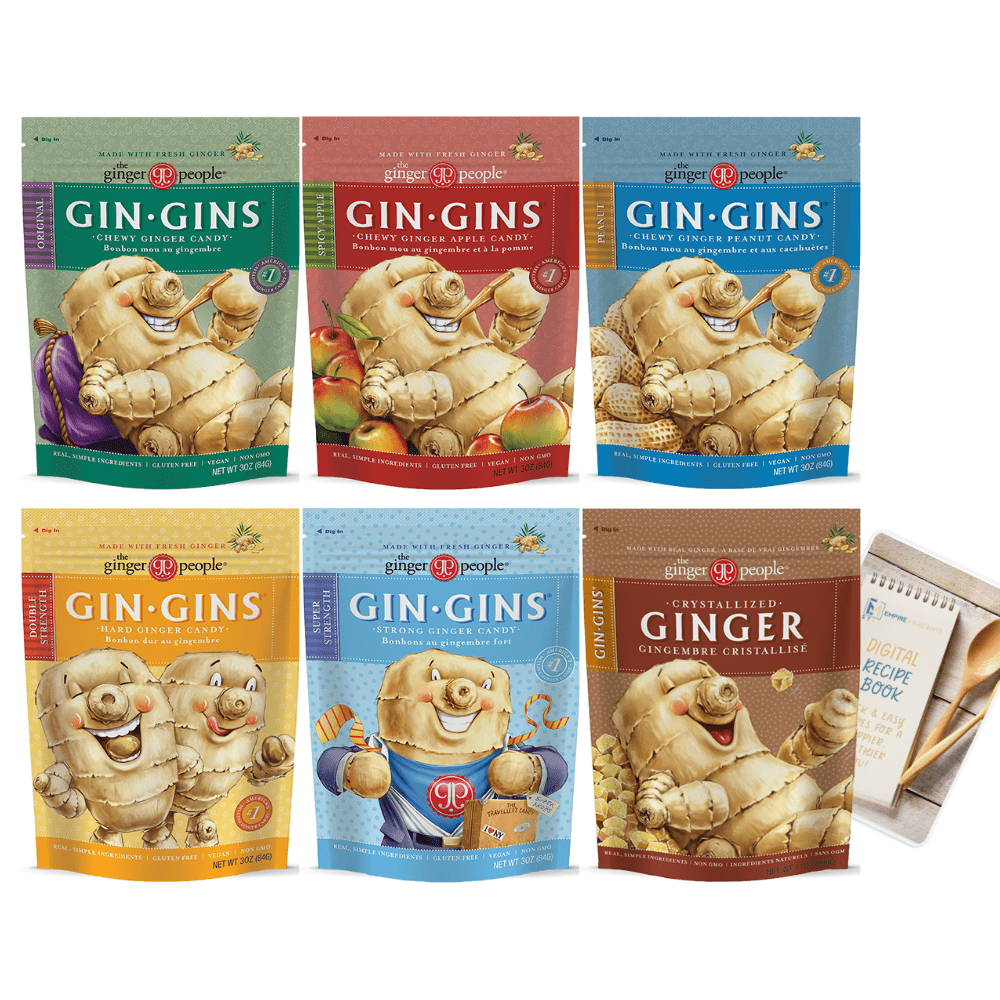 Gin Gins Ginger Chews Variety Pack of 6 Bundle, 1 of each flavor ...