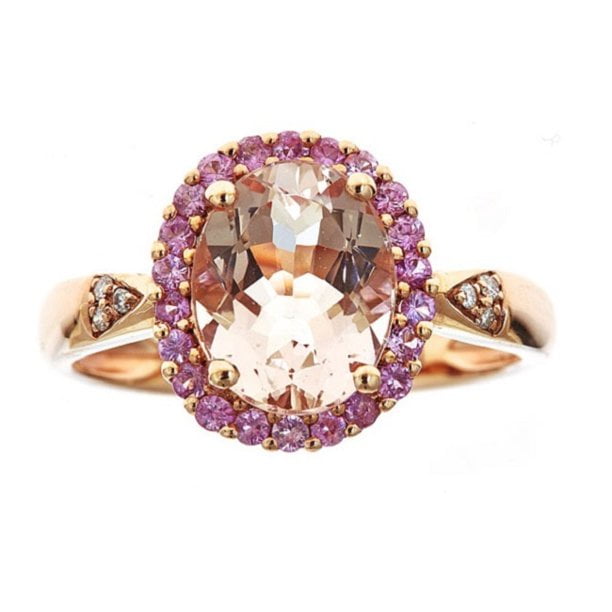 Gin & Grace 10k Rose Gold Genuine Morganite and Pink Sappire Diamond ...