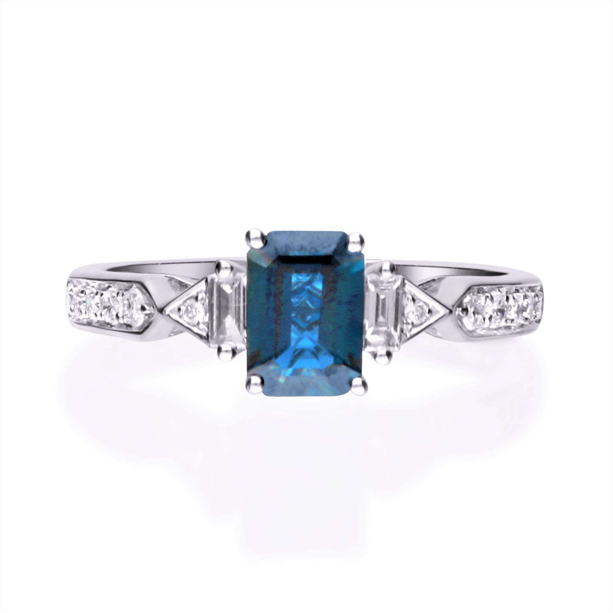 Gin & Grace 14KT WG Natural Blue Sapphire and Diamond Accent Ring ...