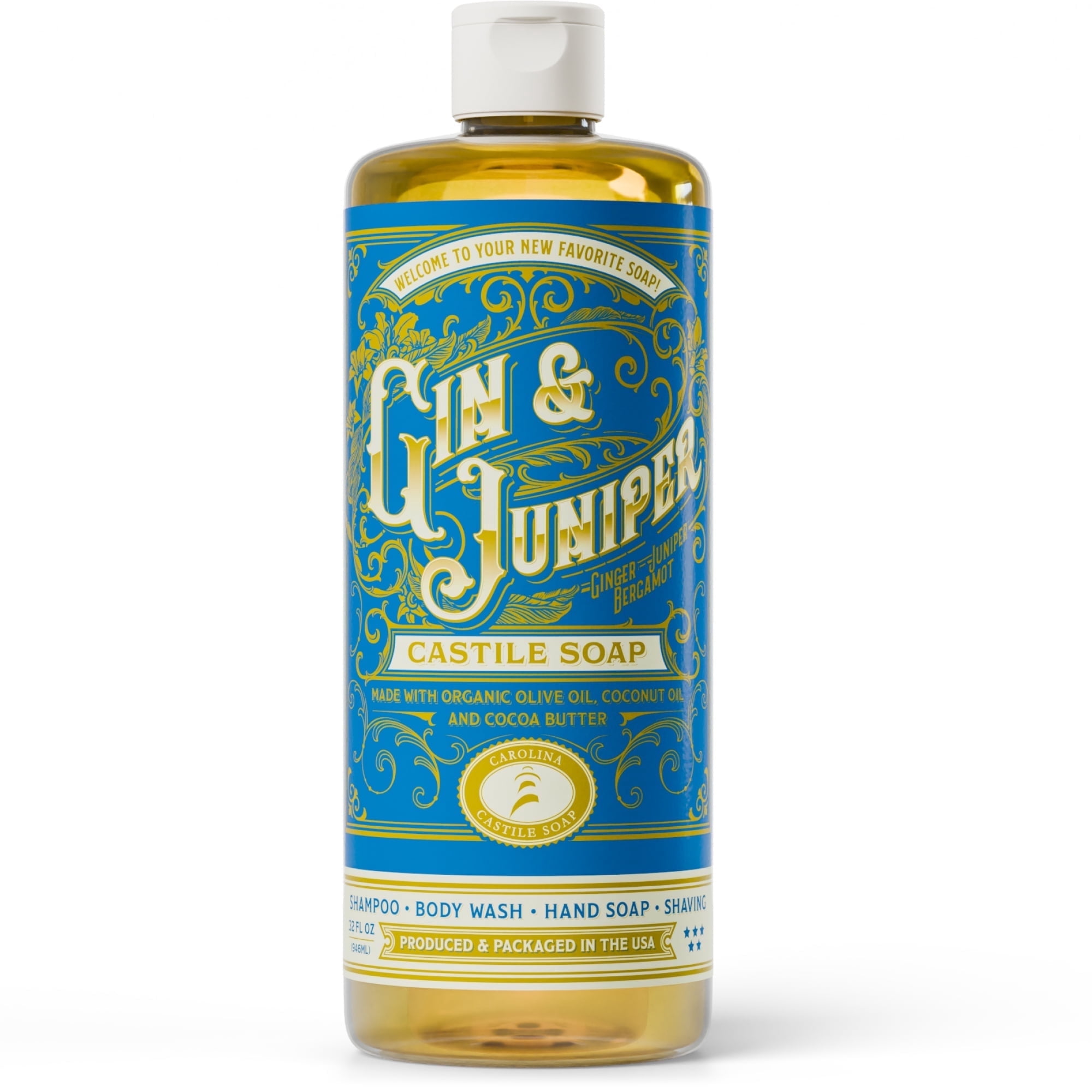 Carolina Castile Soap Gin & Juniper Castile Soap, Gentle, 32 oz ...