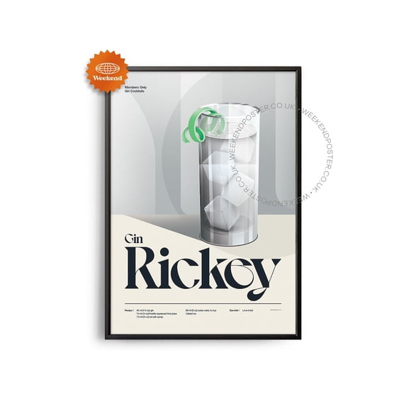 Gin Rickey Cocktail Poster, Unframed Paper Poster 24x36in - Walmart.com