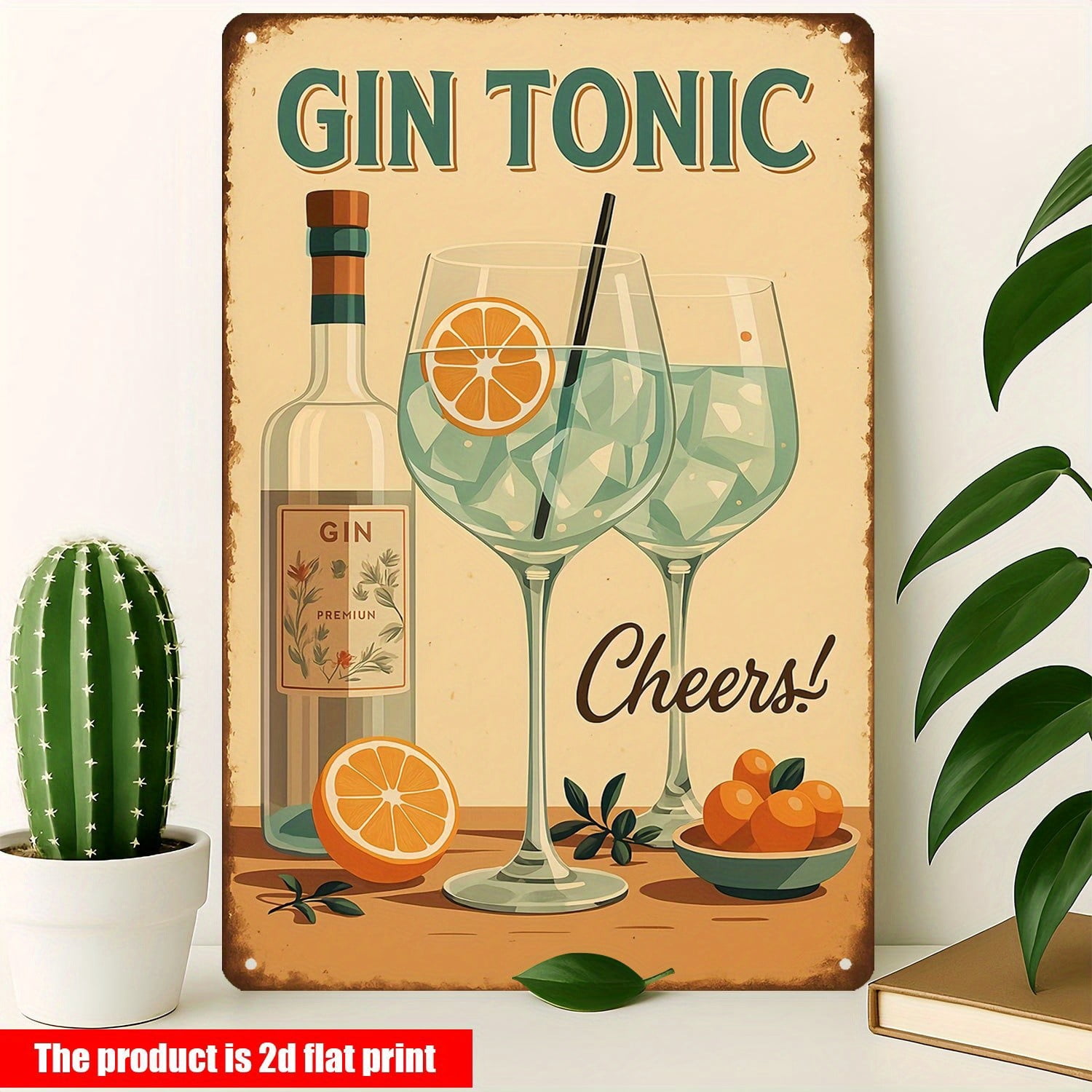 Gin Tonic Cheers! Metal Tin Sign Home Bar/Kitchen Wall Decor for ...