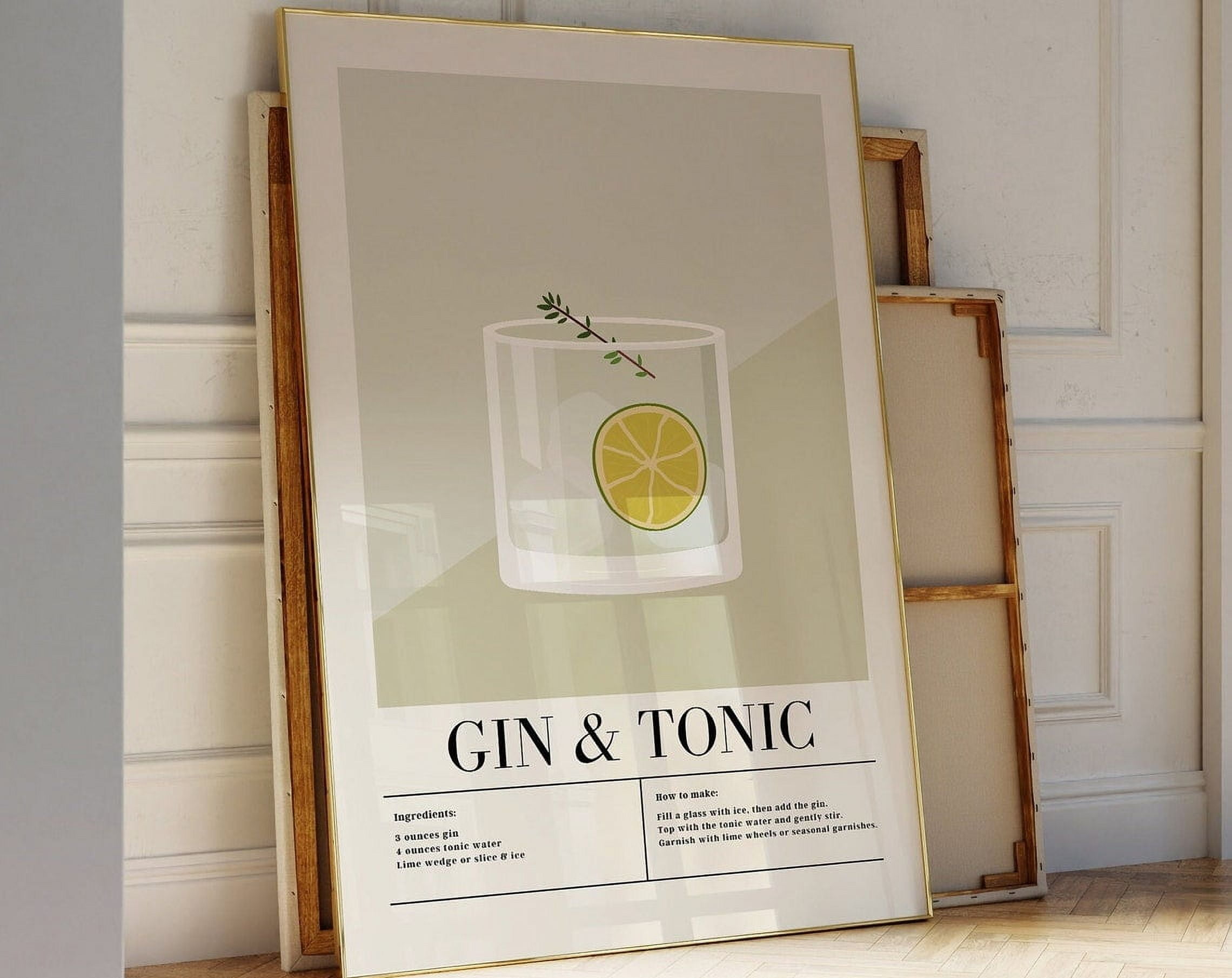 Gin And Tonic Print, Bar Cart Gin And Tonic Poster, Alcohol Poster ...