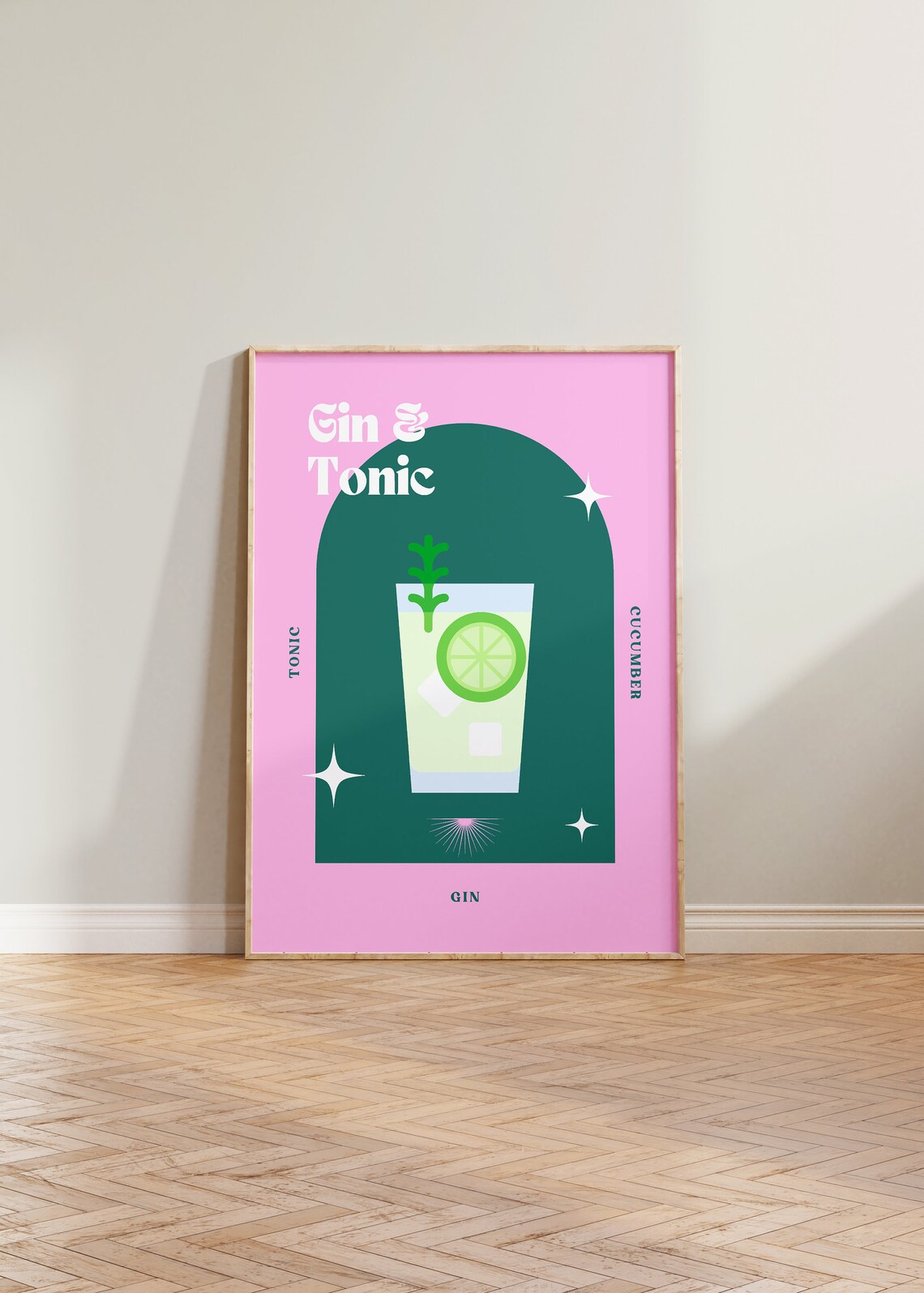 Gin & Tonic Print, Retro Cocktail Wall Art, Gin Print, Bar Decor, Retro ...