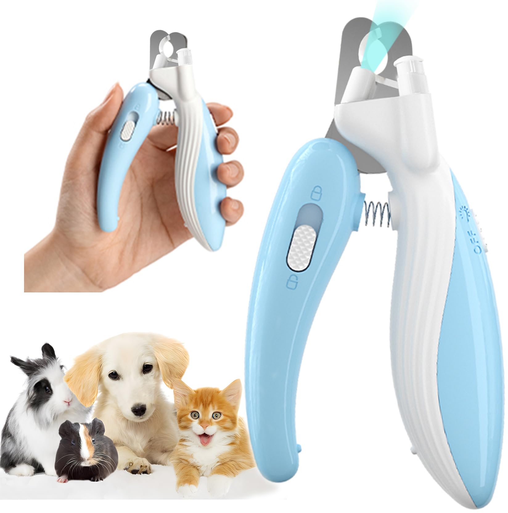 Ginalaia Cat Dog Pet Nail Clippers with Light, Llluminates Cat Dog ...