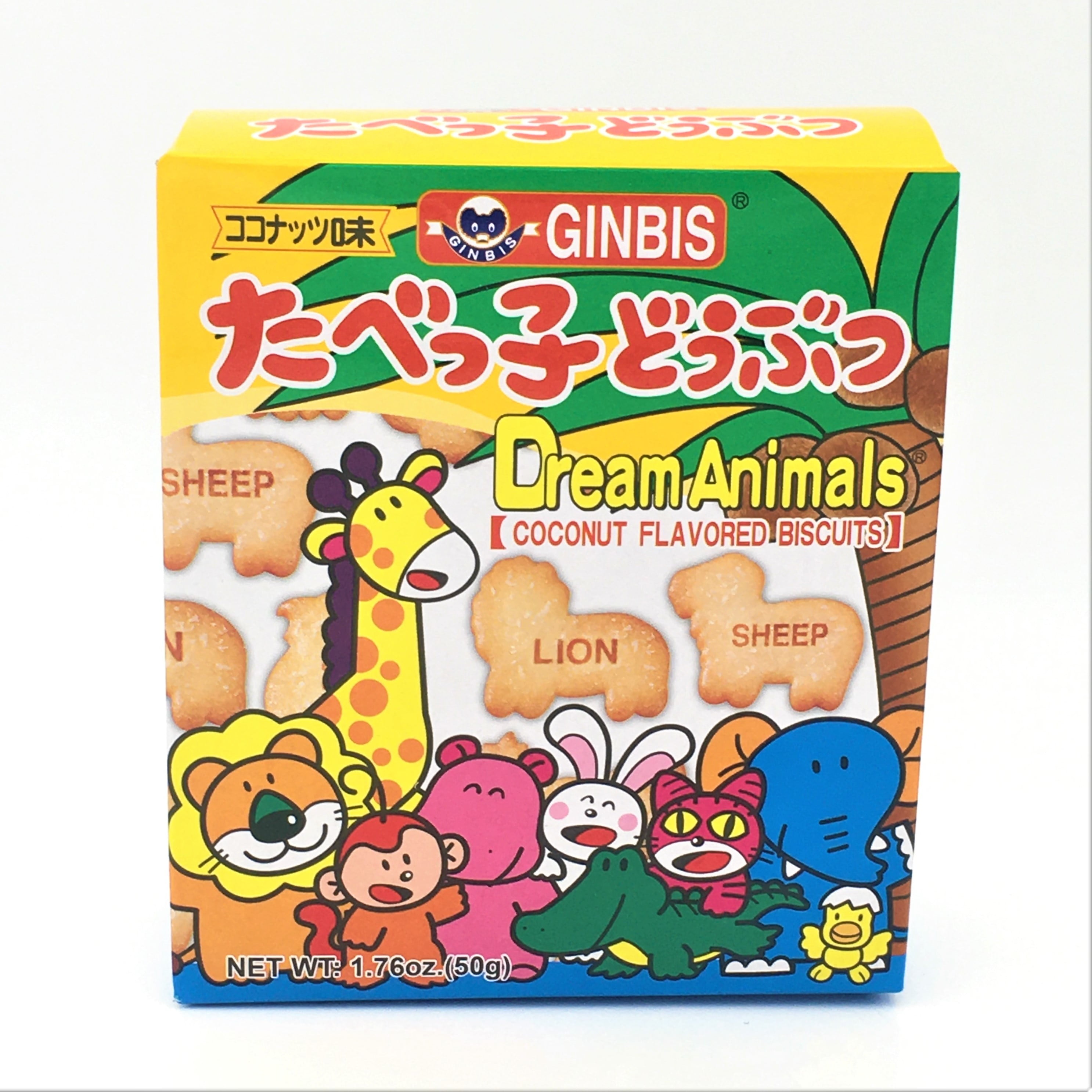 Ginbis Dream Animals Coconut Flavored Biscuit 50g - Walmart.com