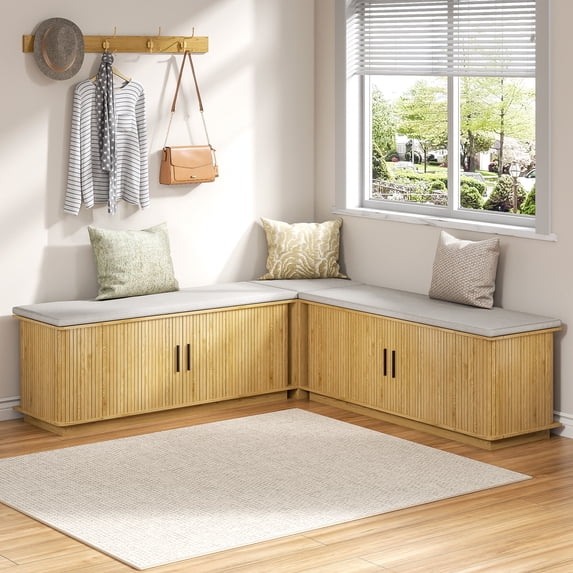 Gineuiia L-Shape Storage Bench with Cushion Backless Corner Dining ...