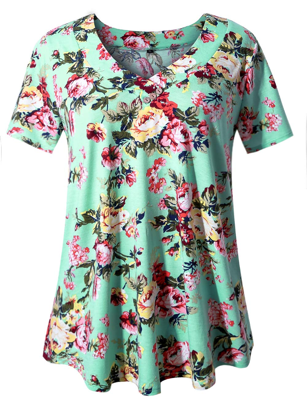 GingDin Women's Plus Size Tops Short Sleeve Blouses Flowy Summer Tunic ...