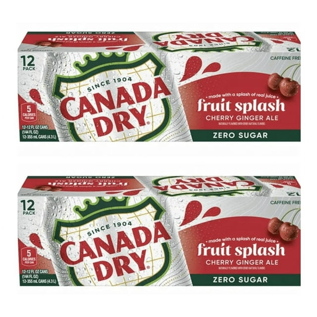 Canada Dry Cherry Splash Zero Sugar Ginger Ale Soda, 24 Pack, 12 Fl Oz ...