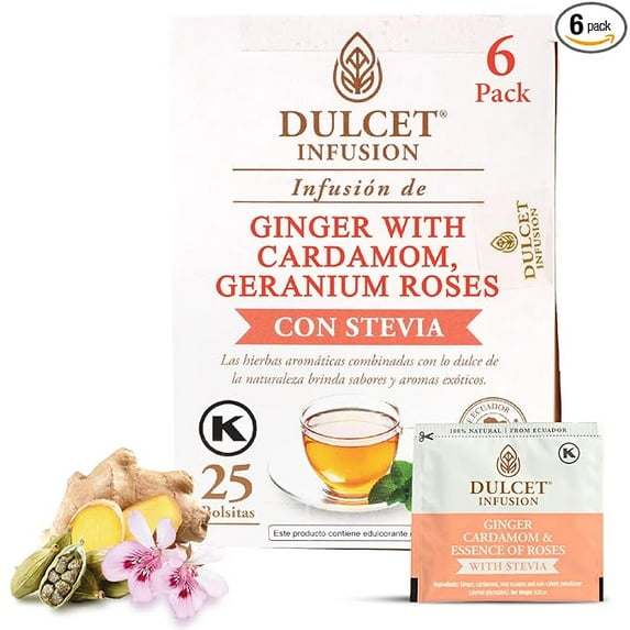 Ginger, Cardamom & Rose Geranium Herbal Tea Bags - 25 Caffeine Free Tea ...