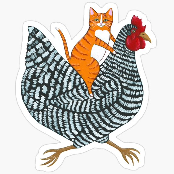 Ginger Cat Chicken Ride Sticker Phone Decal Water Bottle Stickers Car ...