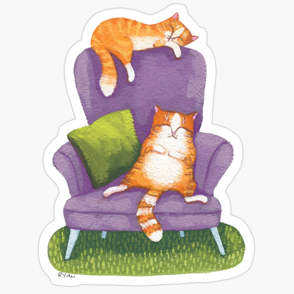 Ginger Cats Nap Time Sticker Phone Decal Water Bottle Stickers Car ...