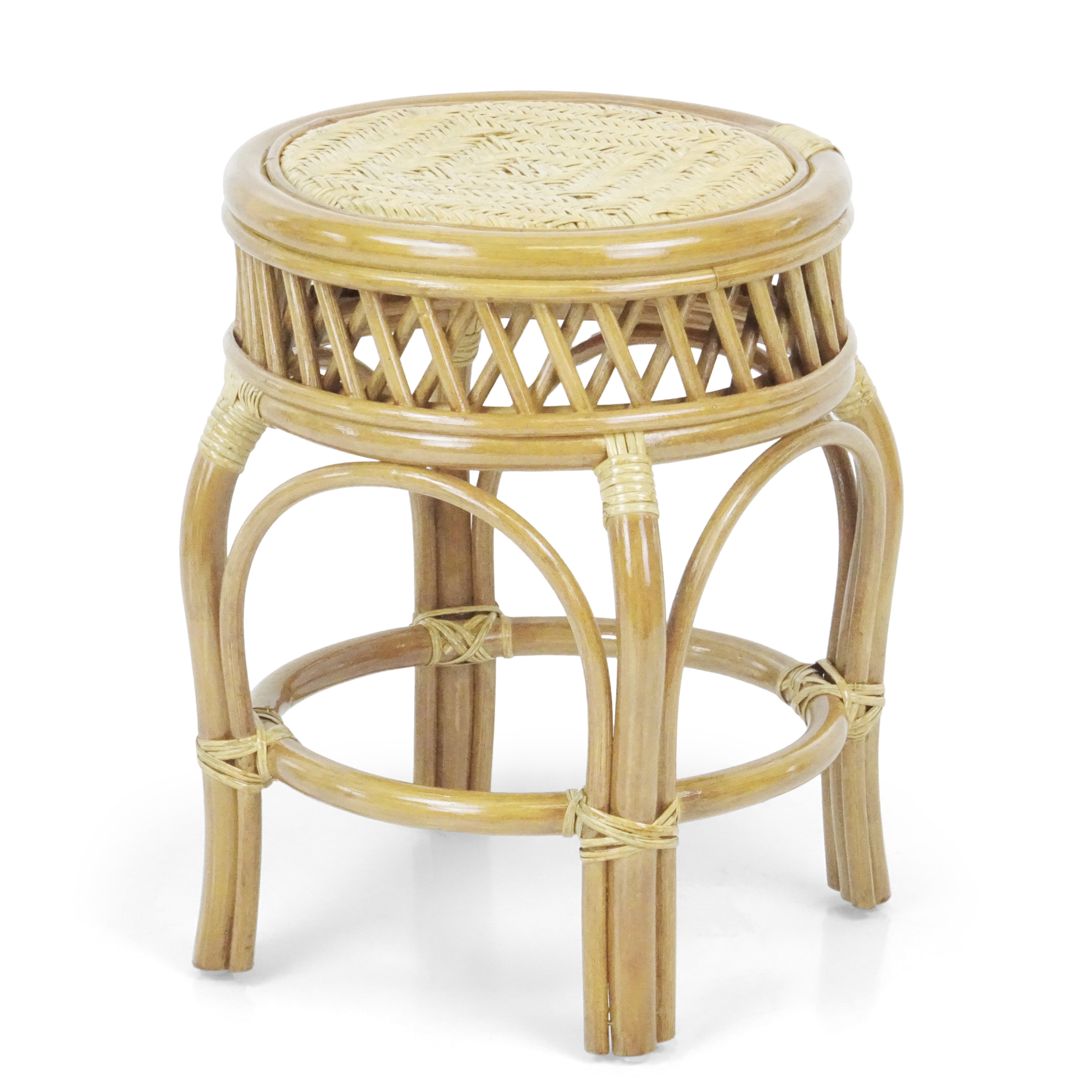 Ginger Handmade Rattan Wicker Stool Fully Assembled Natural - Walmart.com