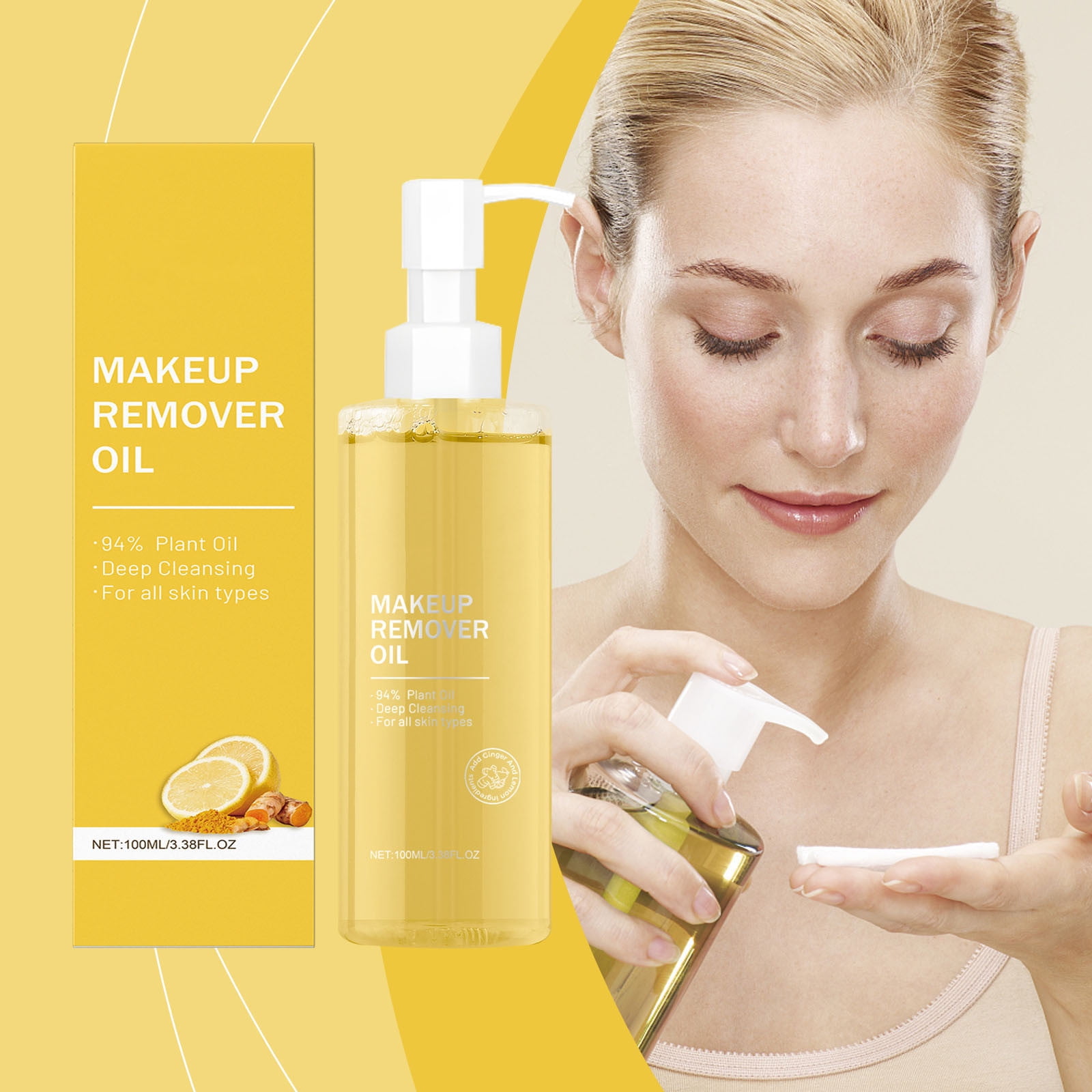 Ginger & Lemon Makeup Remover Oil - 100ml Deep Cleansing Face & Lip ...