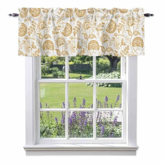 Ginger Pastoral Flowers Valances for Windows, Farmhouse Pattern Valance ...