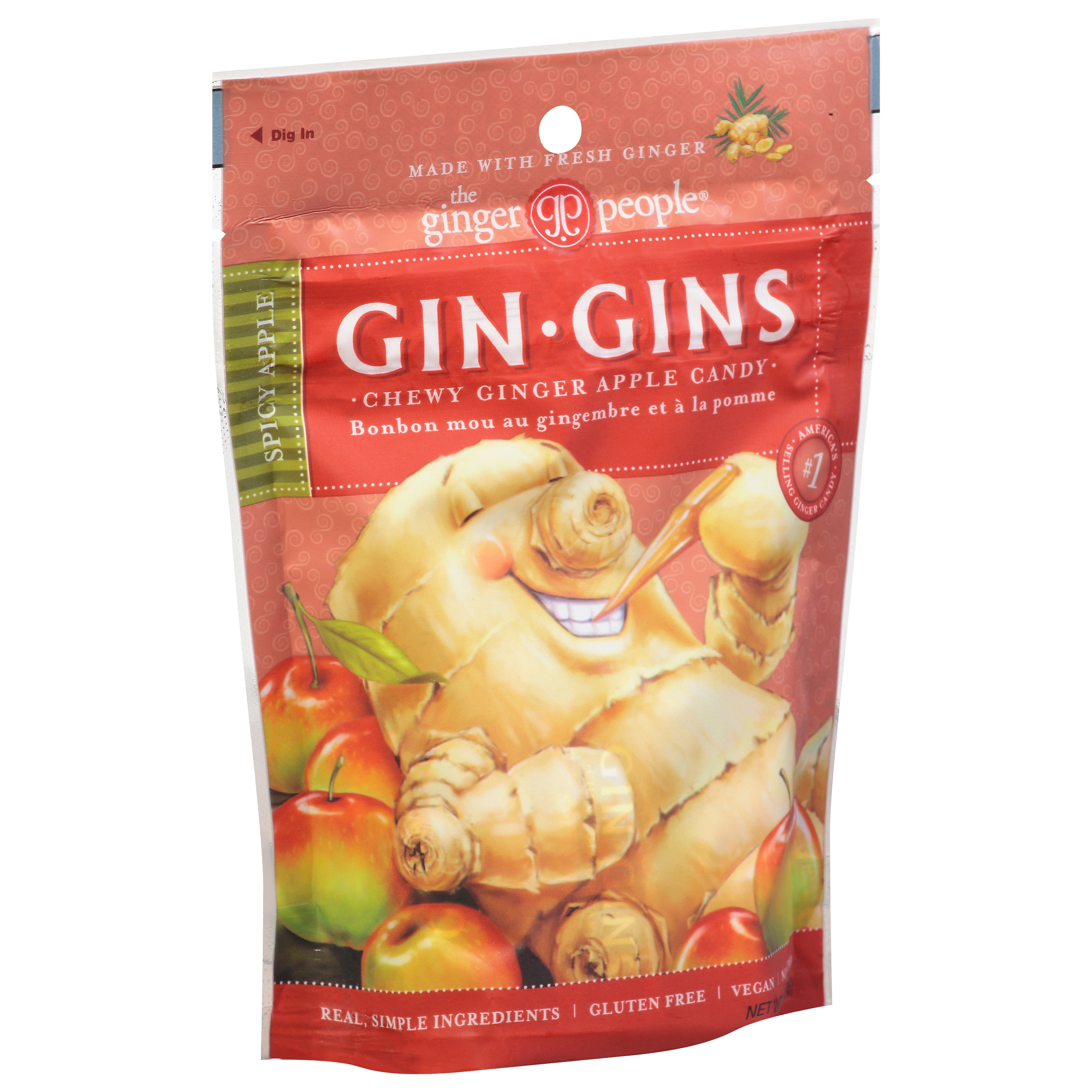 Ginger People Spicy Apple Ginger Chews 3 oz (Pack of 12) - Walmart.com