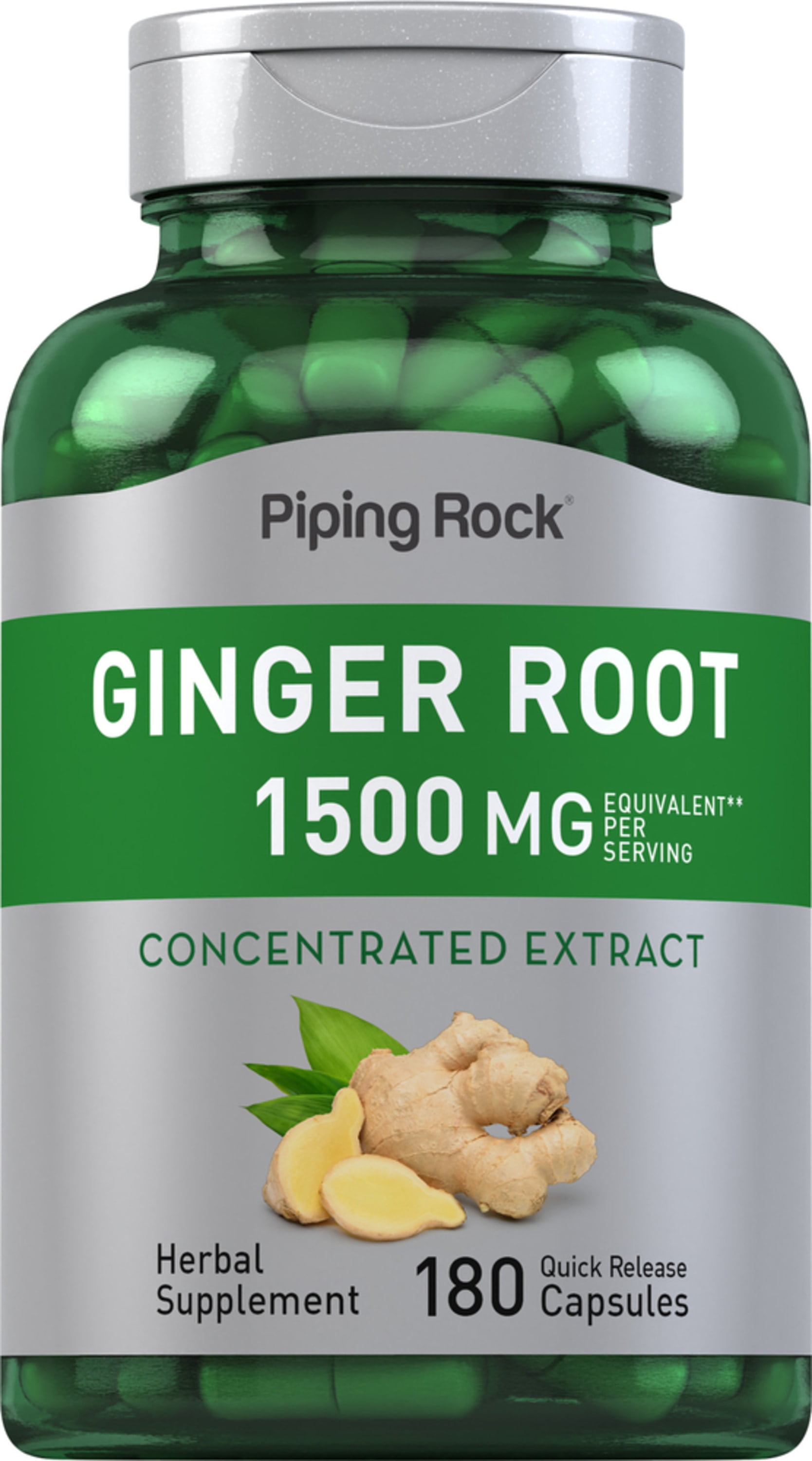 Piping Rock Ginger Root Capsules, 1500 mg, 180 Count Supplement ...