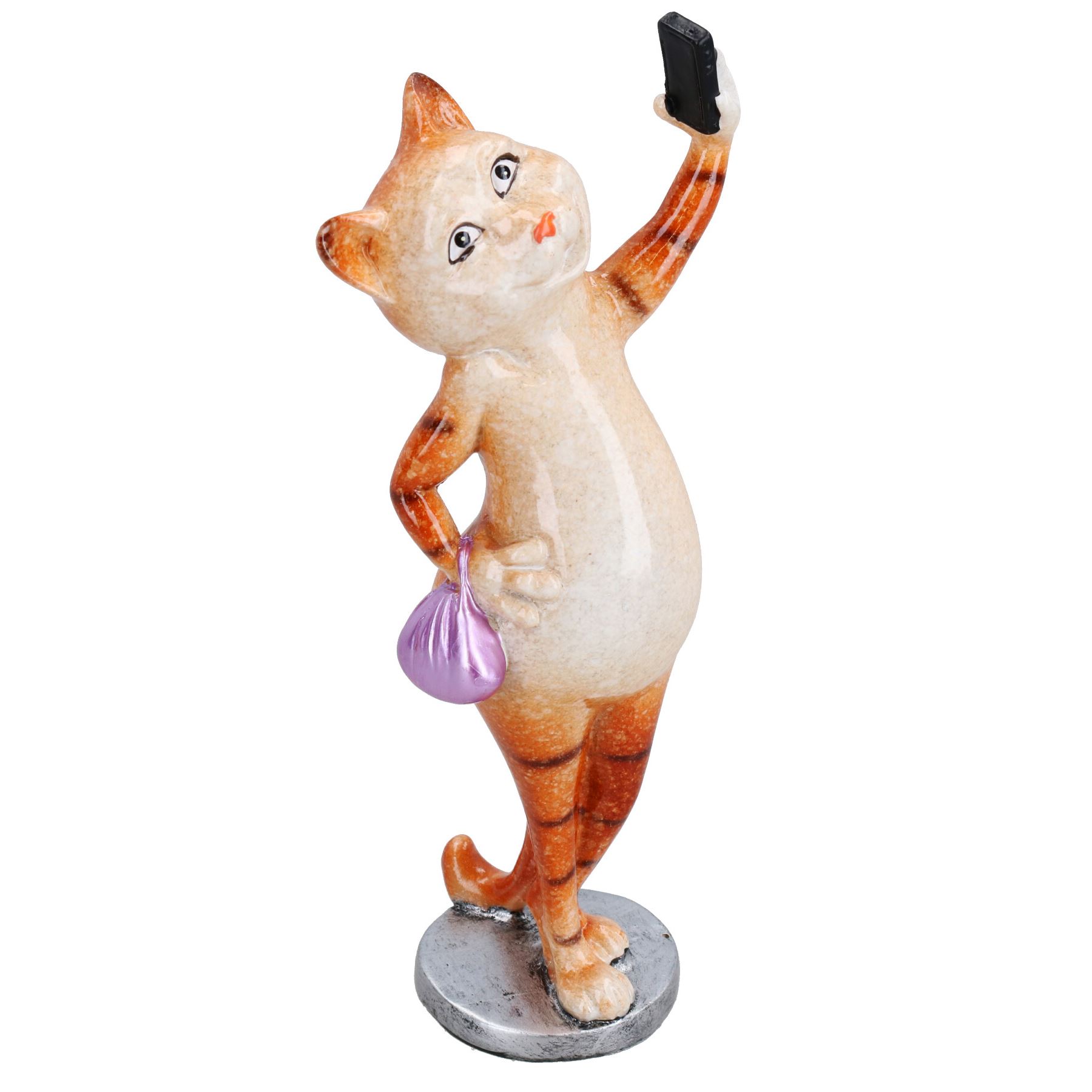 Ginger Slim Cat Taking Selfie Picture Ornament Statue Garden House ...
