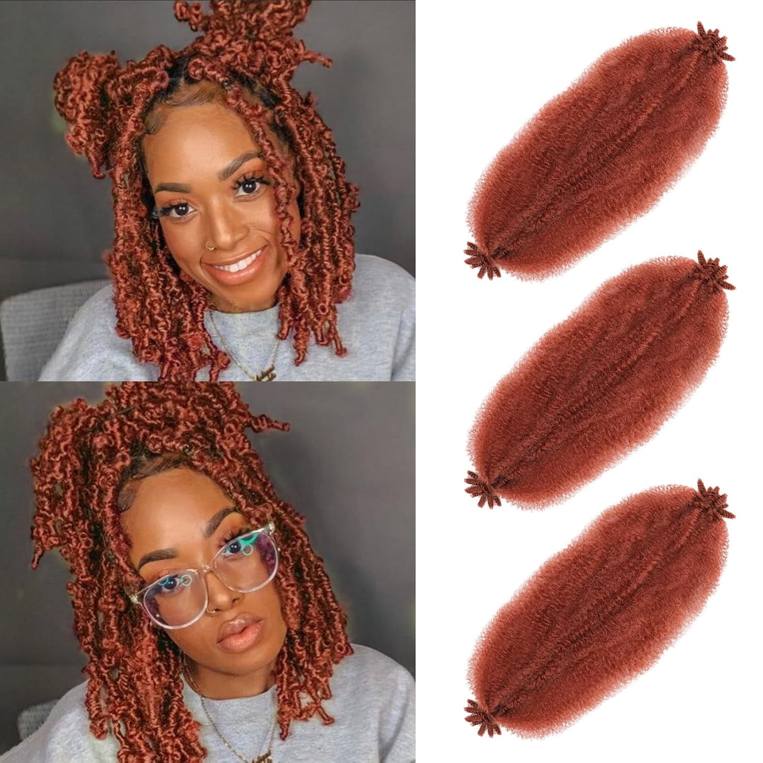 Ginger Spring Twist Hair 3 Packs Afro Twist Hair Pre Fluffed 16 Inch ...