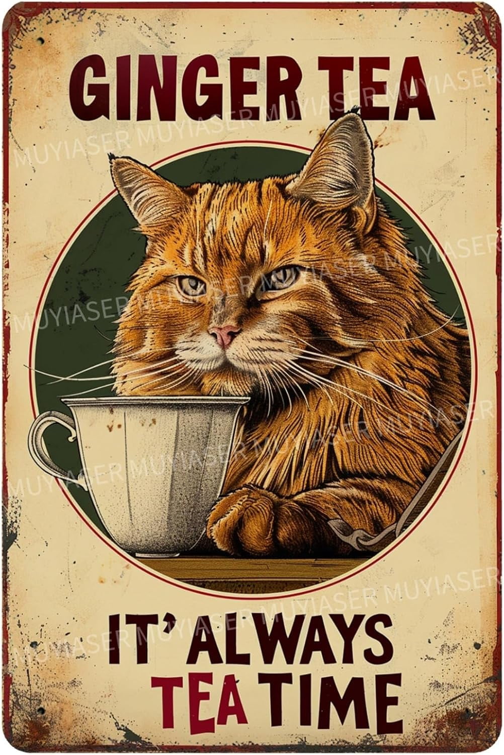 Ginger Tea Vintage Signs Retro Tin Sign for Toilet Washroom Garden Home ...