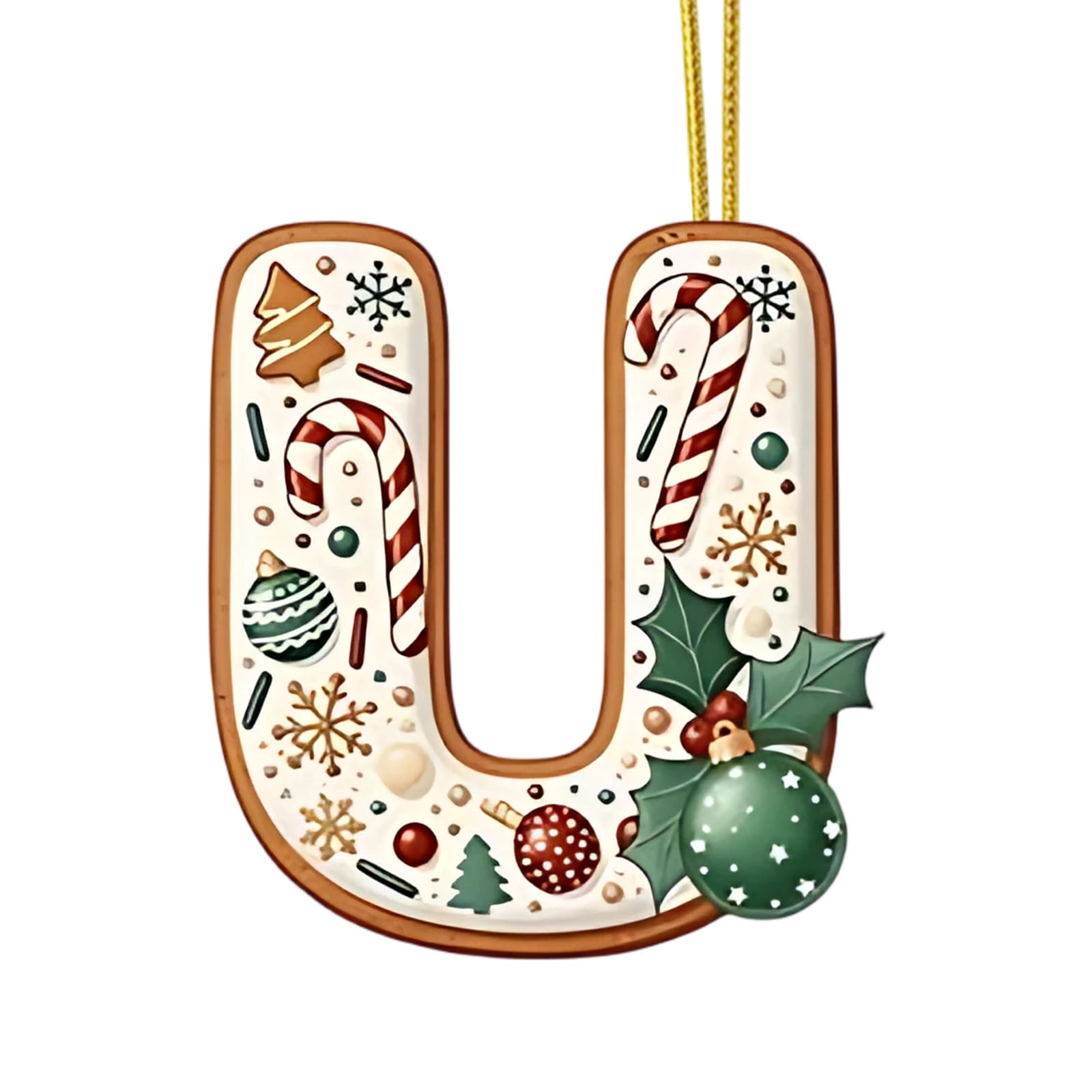 Gingerbread Alphabet Ornaments for Christmas Tree, 26 Initial Candy ...